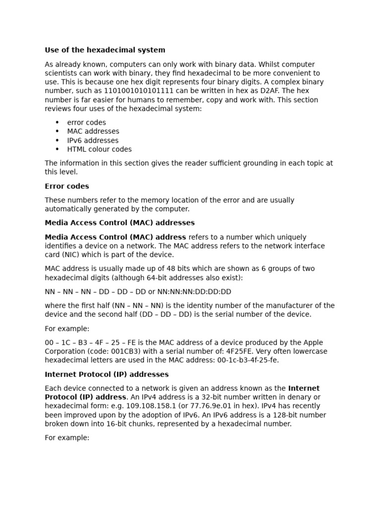 Hexadecimal System | PDF