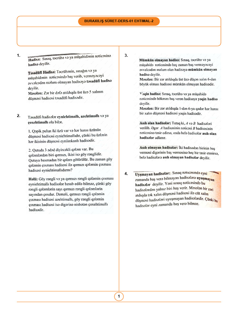 Buraxilis Suret Ders 61 Ehtimal 2 | PDF