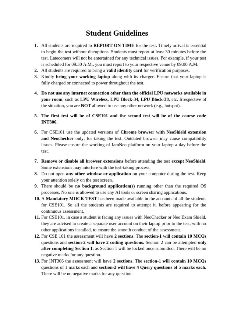 CSE101 & INT306 Exam Guidelines | PDF | Software | Computing