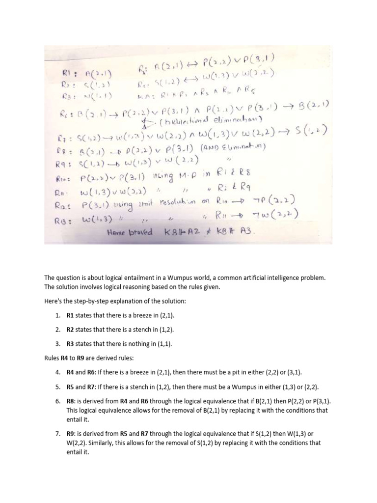 Logical Entailment in a Wumpus World | PDF