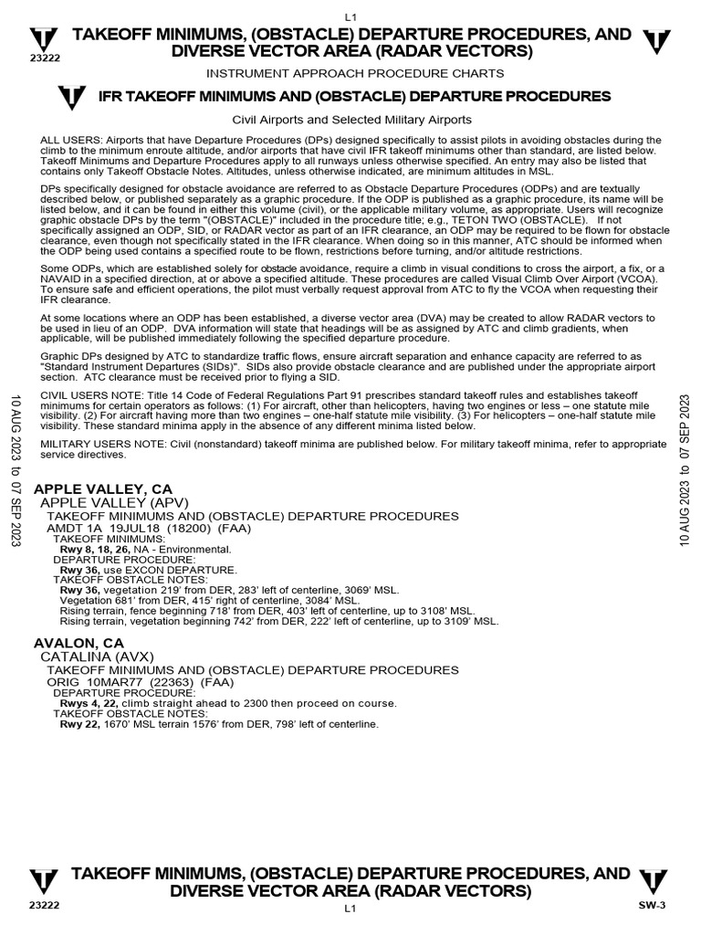 CA Airports Minimum Take Off | PDF | Instrument Flight Rules | Aviation