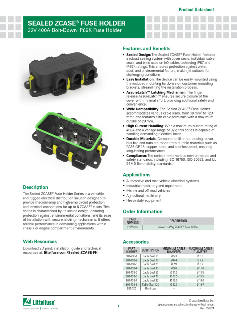 Littelfuse - 11-15-2024 - Sealed ZCASE Fuse Holder Datasheet | PDF ...