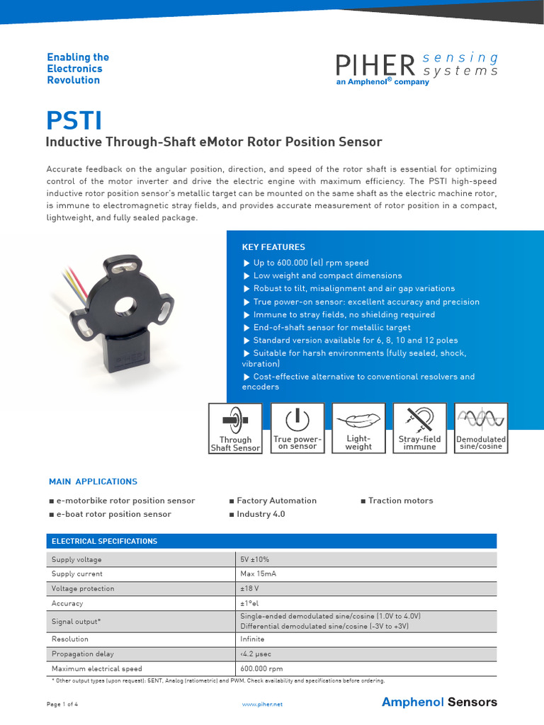 PIHER PSTI Inductive Emotor Position Sensor-3511978 | PDF | Electric ...