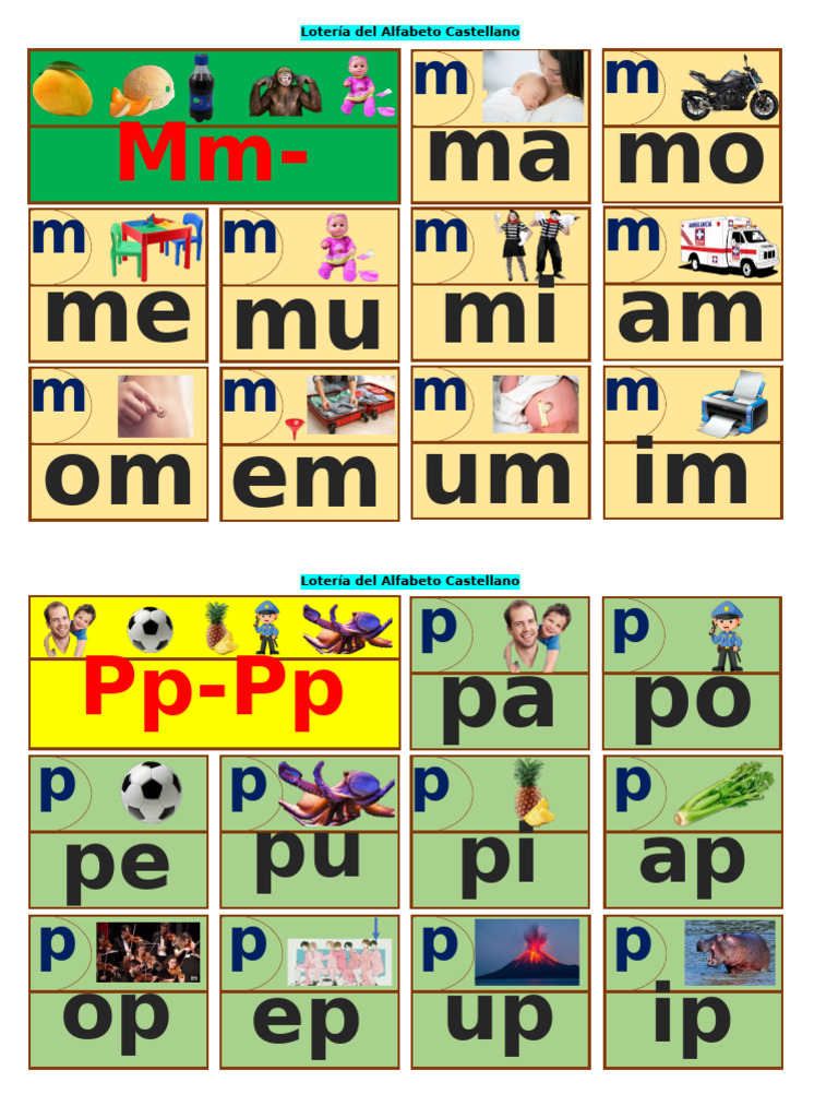 Juegos de Silabas Con Tarjetas | PDF