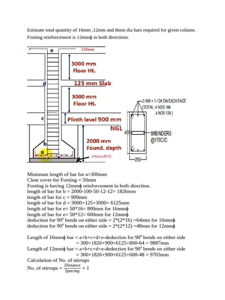 Estimation of Steel For RCC Column | PDF