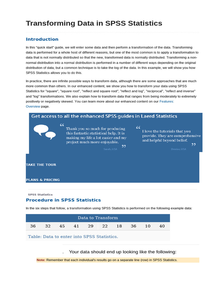 SPSS Data Transformation Guide | PDF | Spss | Statistics