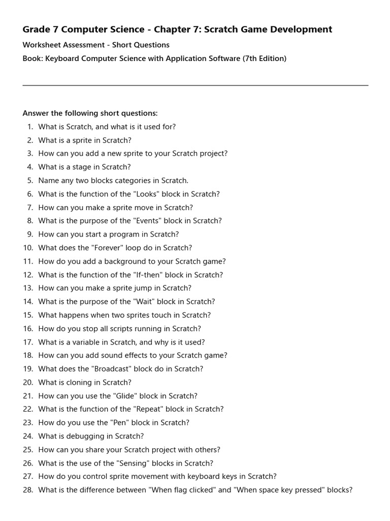 Scratch Game Development Questions | PDF