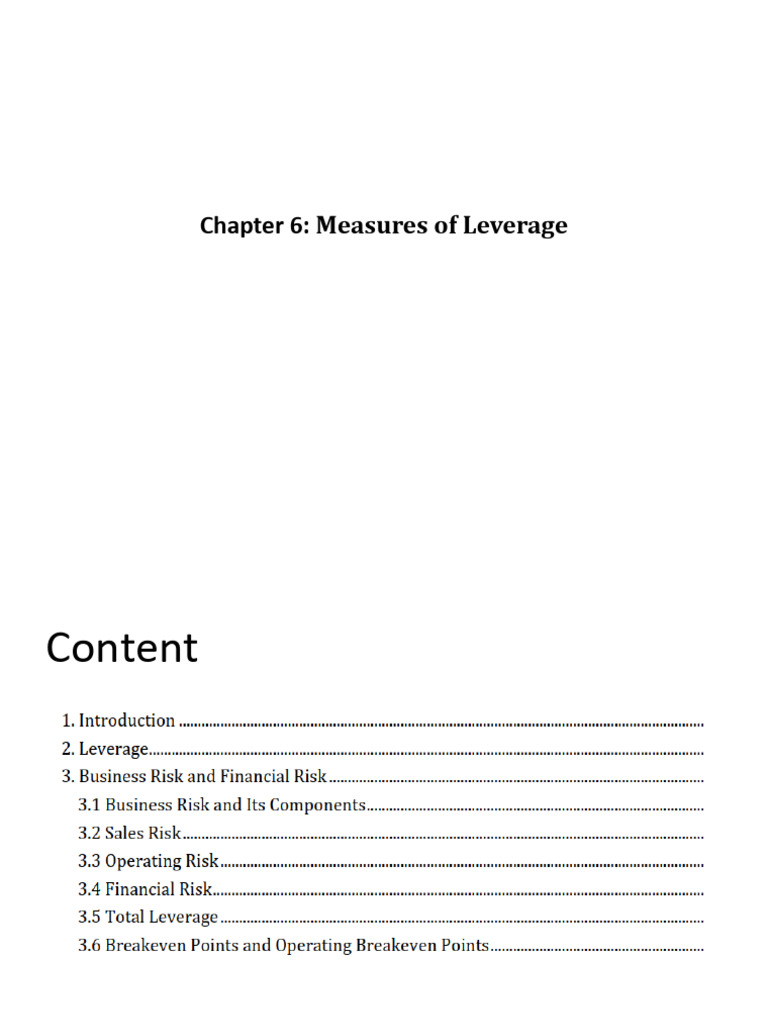 Chapter 6 measure of leverage | PDF | Leverage (Finance) | Risk