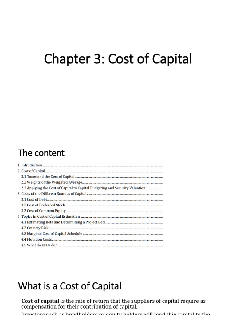 Chapter 3 Cost of Capital For Students | PDF