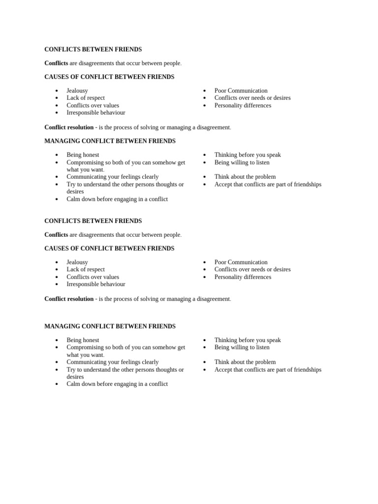 Conflicts Between Friends | PDF