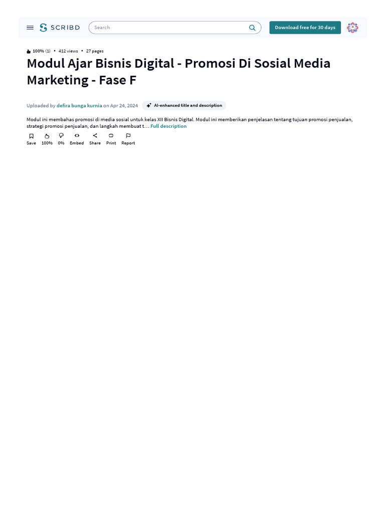 Modul Ajar Bisnis Digital - Promosi Di Sosial Media Marketing - Fase F ...