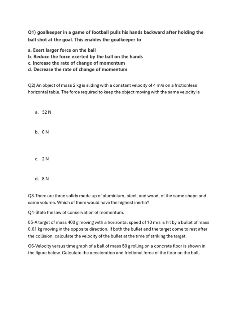 Laws of Motion Practice Questions | PDF