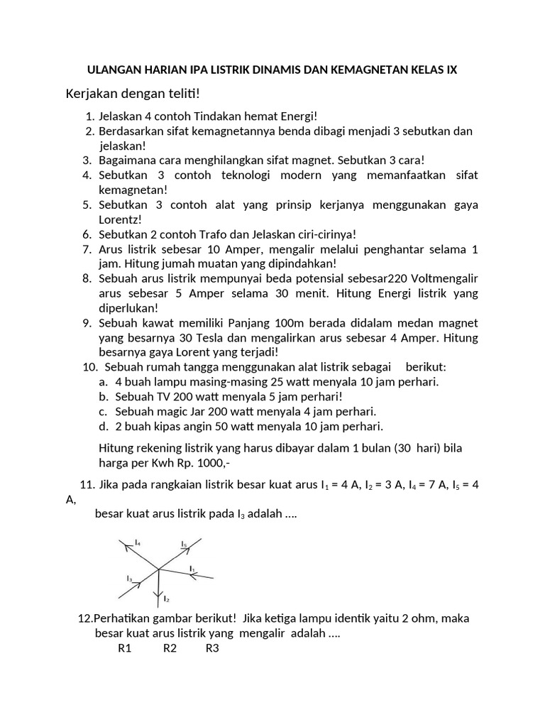 Ulangan IPA Listrik & Kemagnetan Kelas IX | PDF