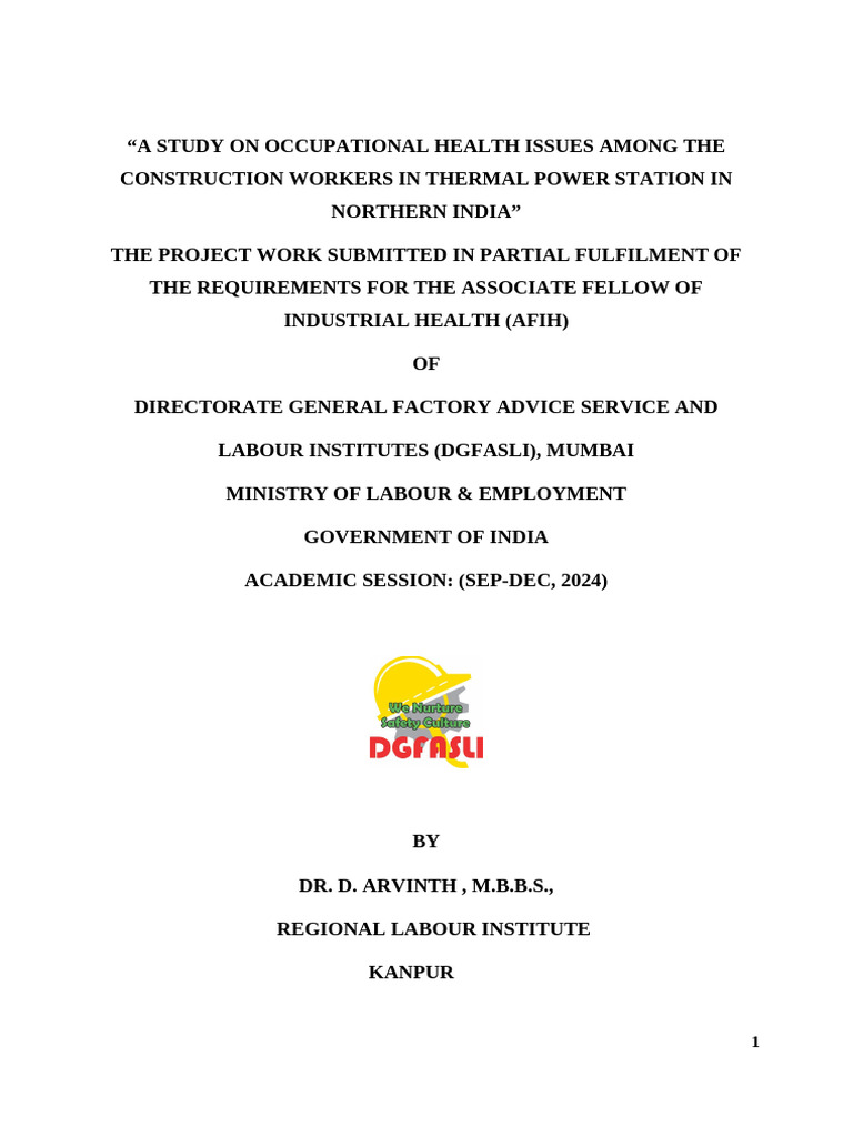 Arvinth Project Work Final | PDF | Occupational Safety And Health ...