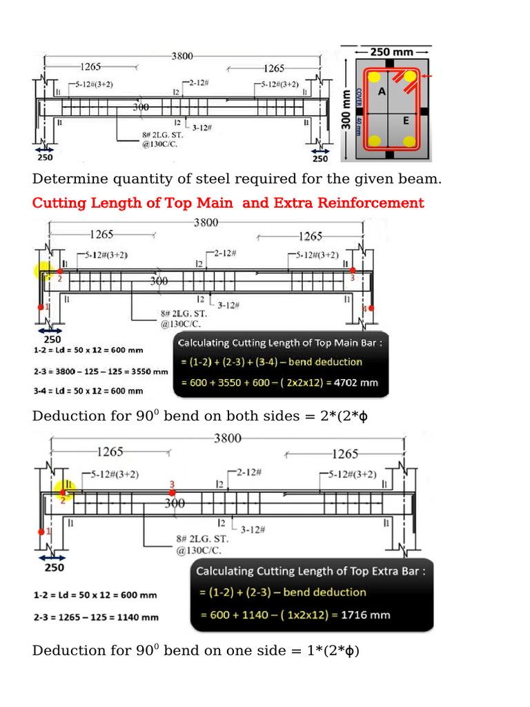 Steel Quantity Calculation for Beam | PDF