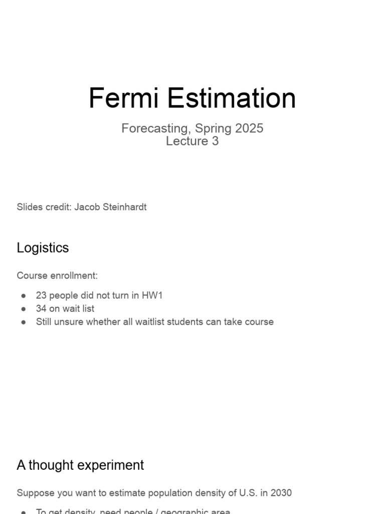 Fermi Estimation Techniques for 2025 | PDF
