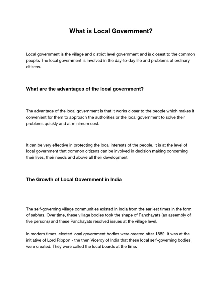 Understanding Local Government in India | PDF | Government Of India ...