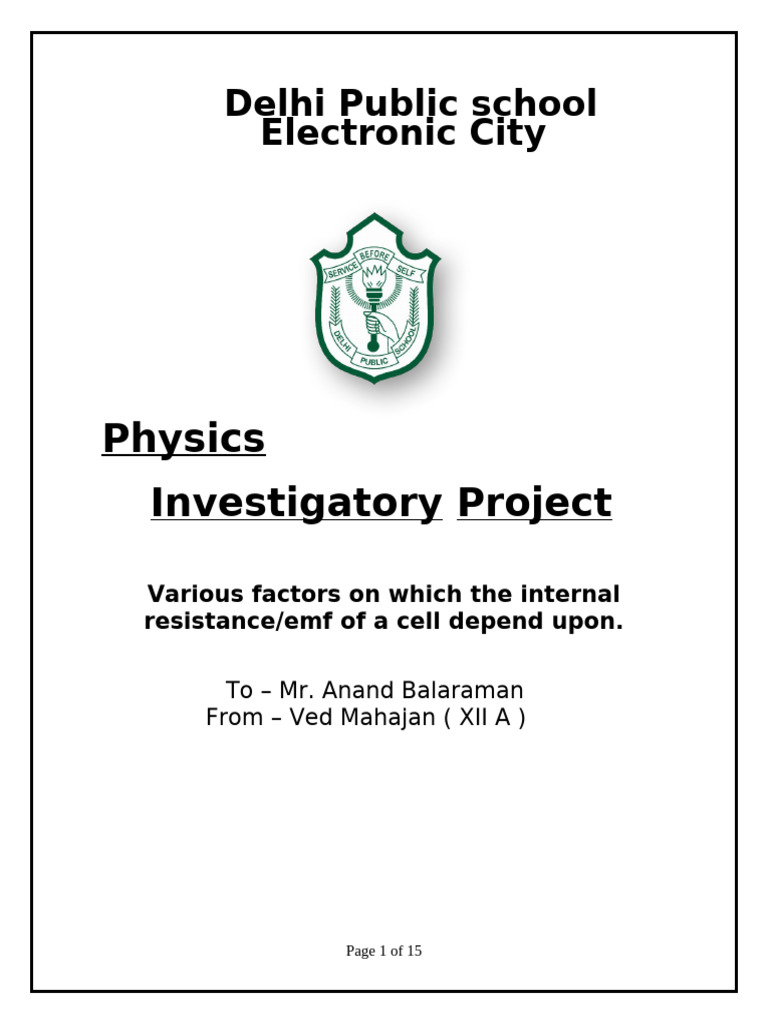 Physics Project | PDF | Electrode | Electrolyte
