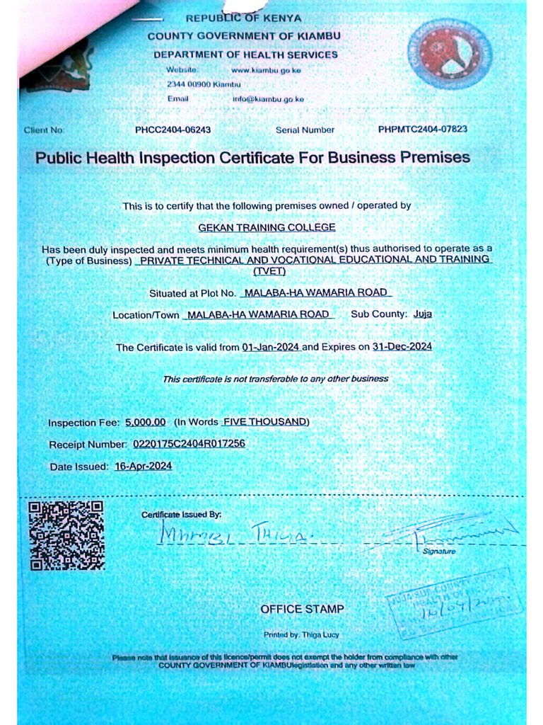 Public Inspection Certificate | PDF