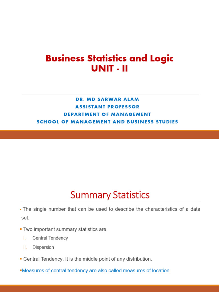 BSL Unit 2 | PDF | Mean | Arithmetic Mean