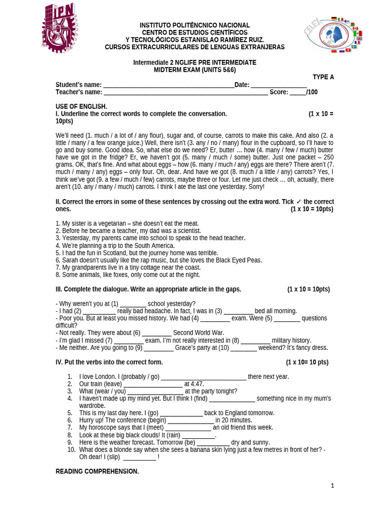 Intermediate 2 Midtermexam | PDF