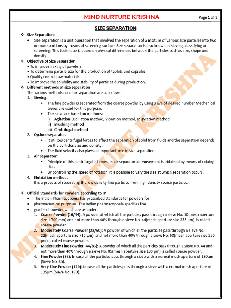 Size Separation Techniques Guide | PDF | Applied And Interdisciplinary ...