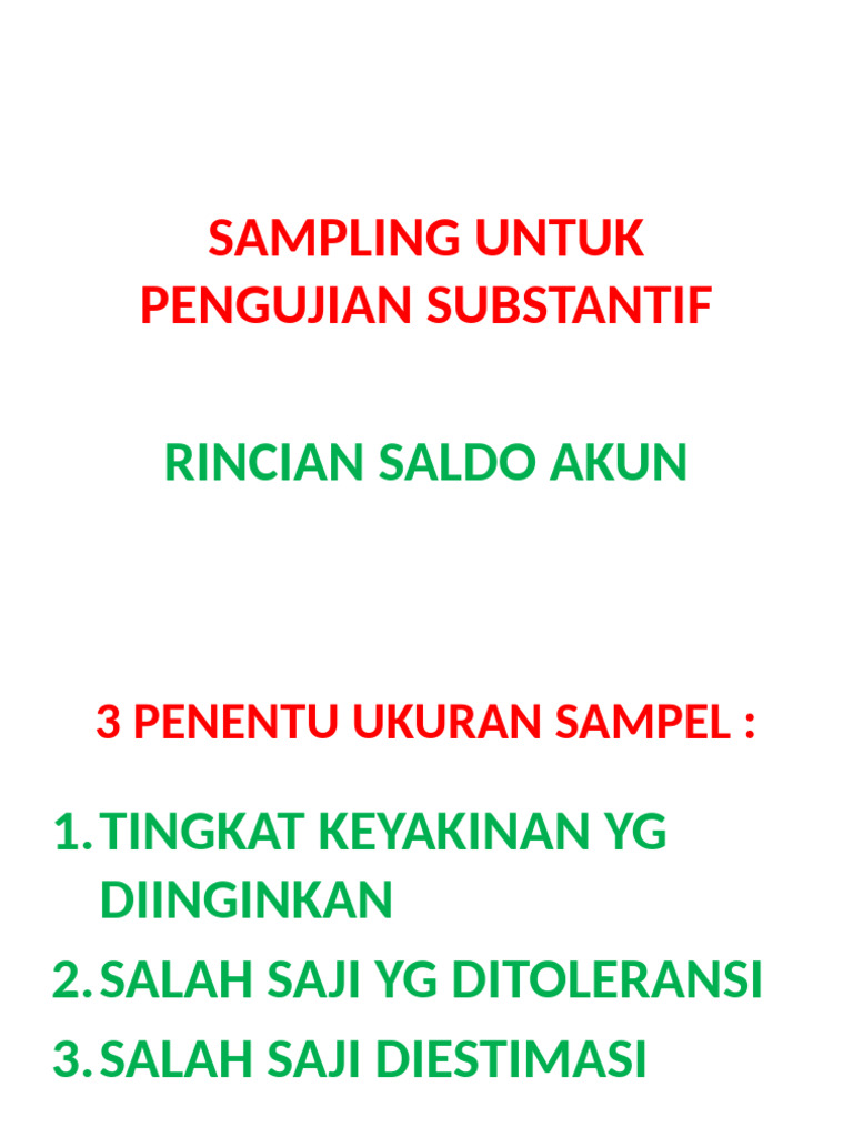 SAMPLING UNTUK PENGUJIAN SUBSTANTIF | PDF
