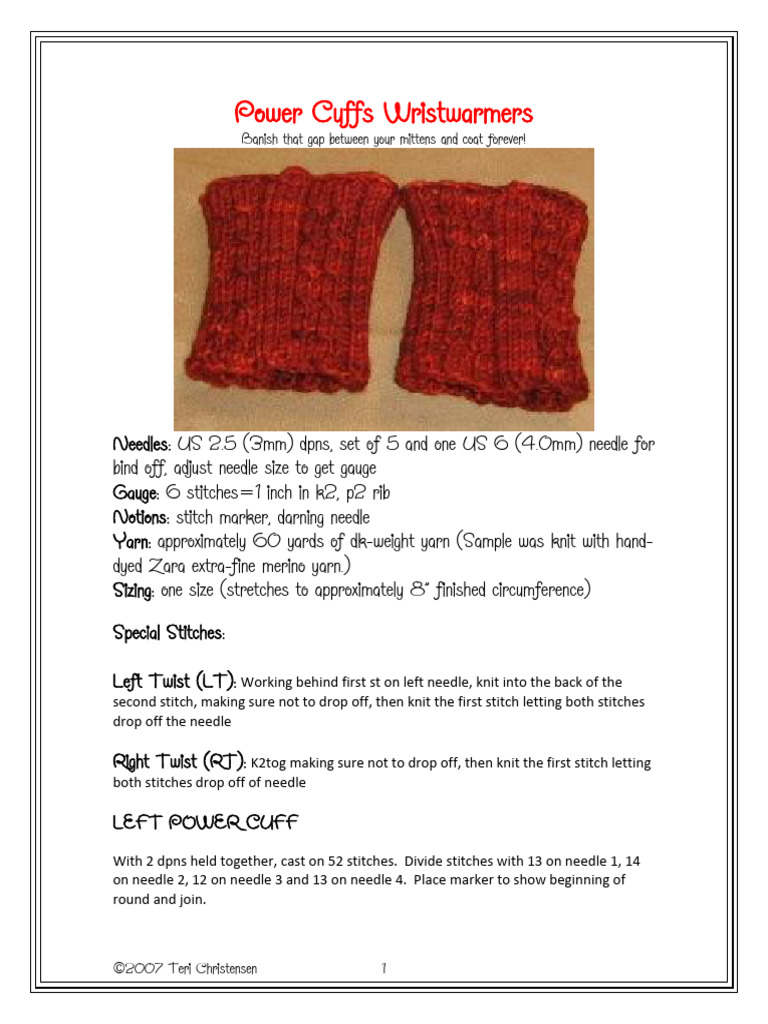 Power Cuffs Wristwarmers Pattern | PDF