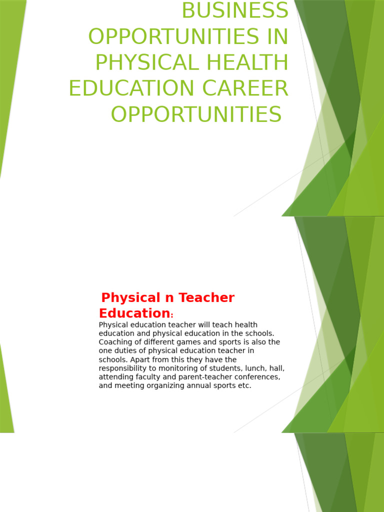 Career and Business Opportunities in Physical Health Education | PDF