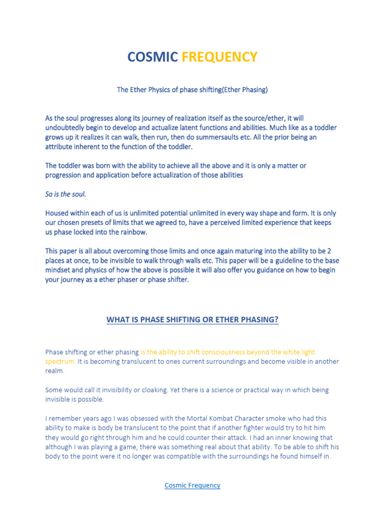 Ether Phasing Phase Shifting | PDF | Color | Consciousness