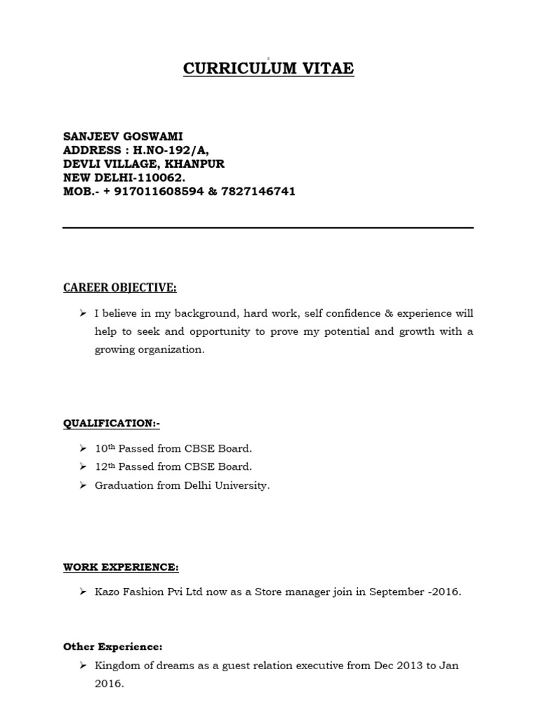 SANJEEV RESUME........ | PDF