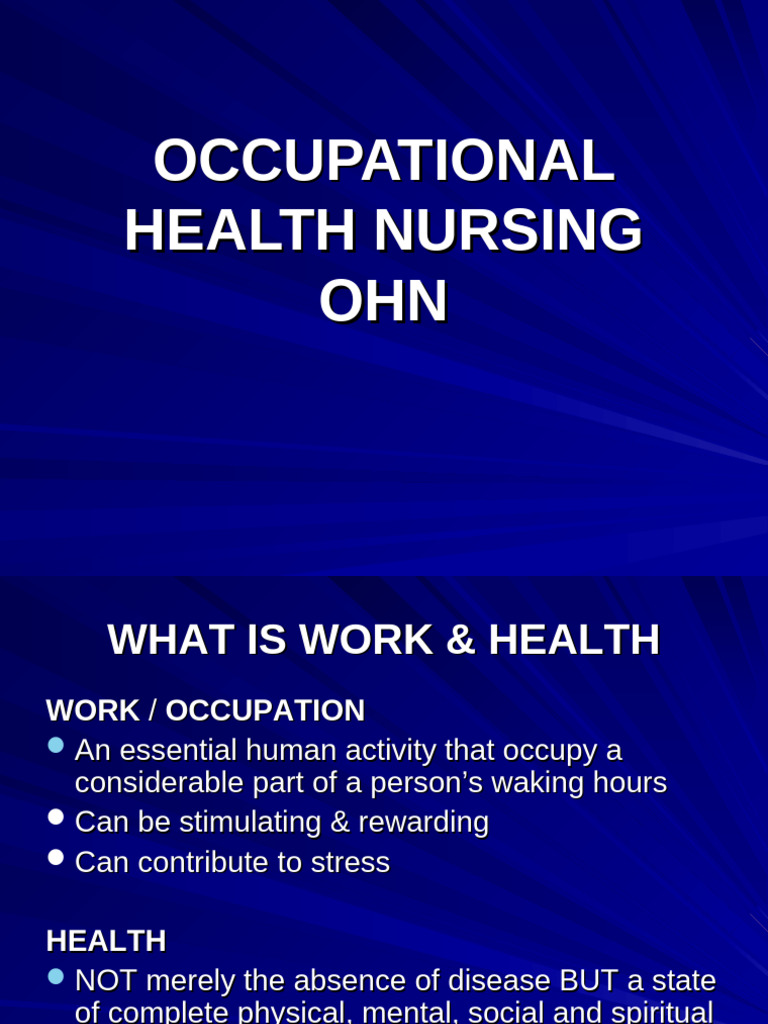 Occupational Health Nursing 1 | PDF | Occupational Safety And Health ...