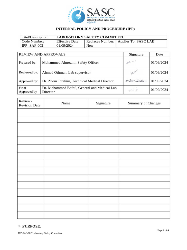 Ipp-Saf-002 Laboratory Safety Committee | PDF | Committee | Laboratories