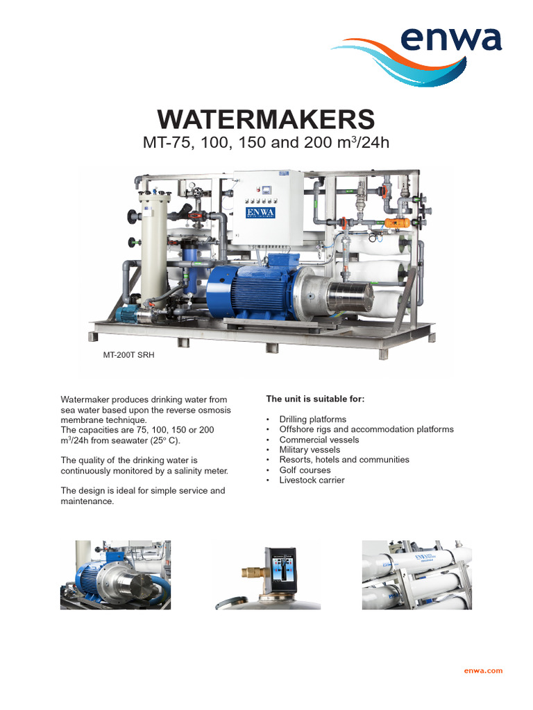 Watermaker MT75T-200T Eng 140820 | PDF | Seawater | Water