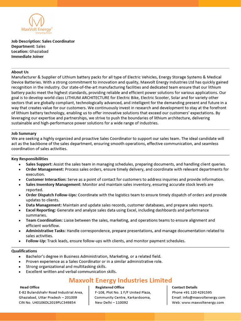 Sales Coordinator | PDF | Microsoft Excel | Sales