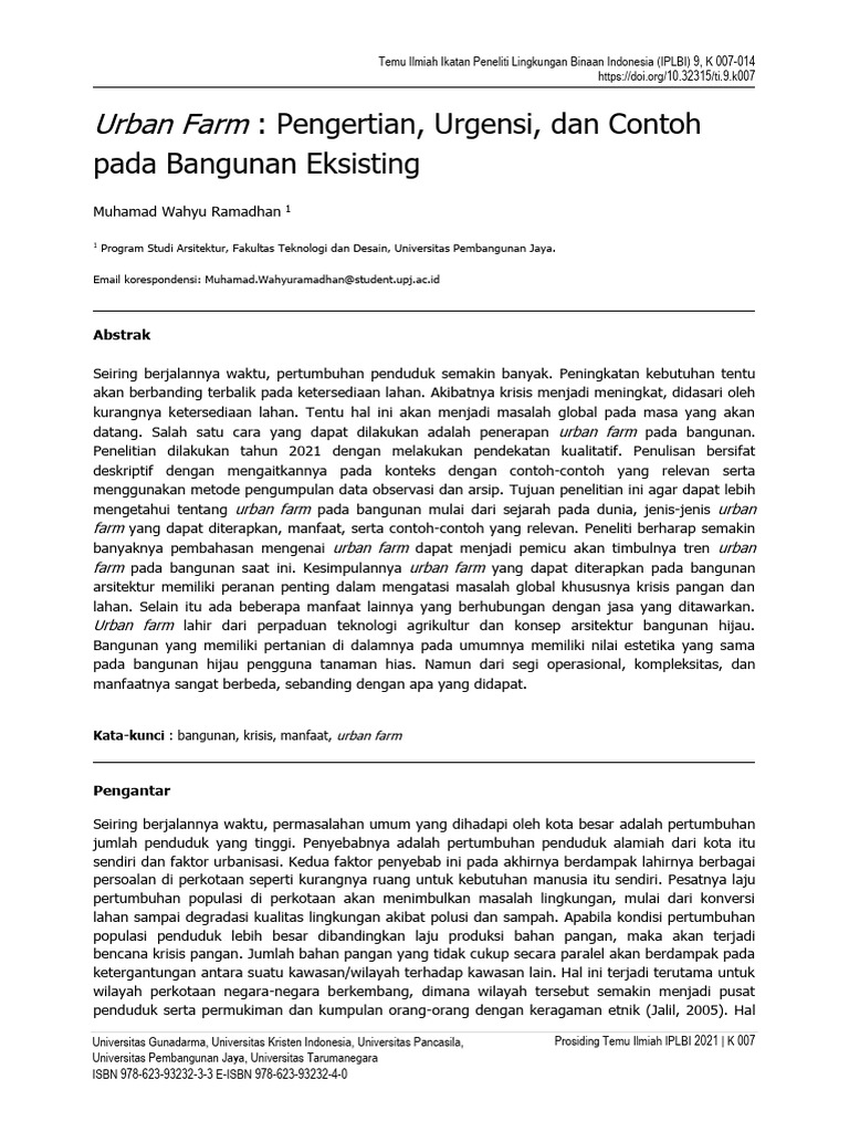 IPLBI 2021 K007 K014 Urban Farm Pengertian Urgensi Dan Contoh Pada ...