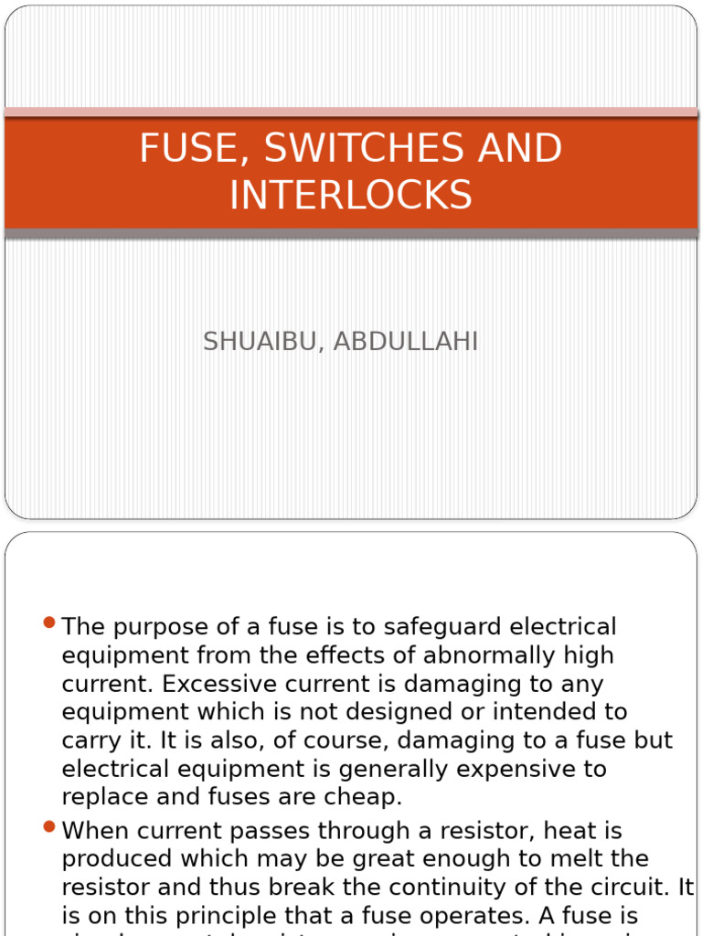 Fuse, Switch and Interlocks | PDF | Relay | Fuse (Electrical)