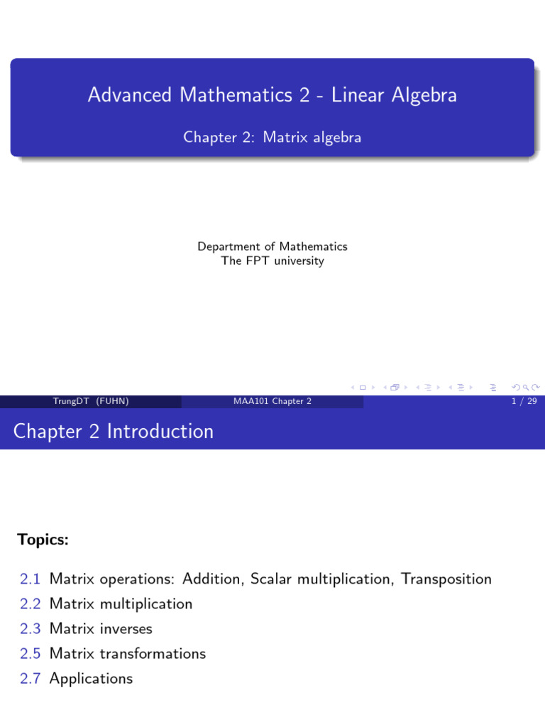 MAA101_Chapter_2 | PDF | Matrix (Mathematics) | Matrix Theory