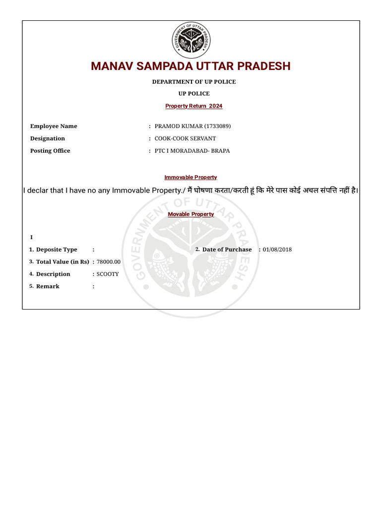 Pramod Cook Sampatti Returns | PDF