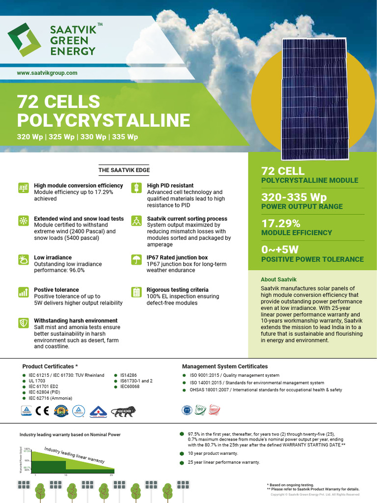 Saatvik Green Energy 72 Cells Poly Size 1 | PDF | Solar Panel | Electricity