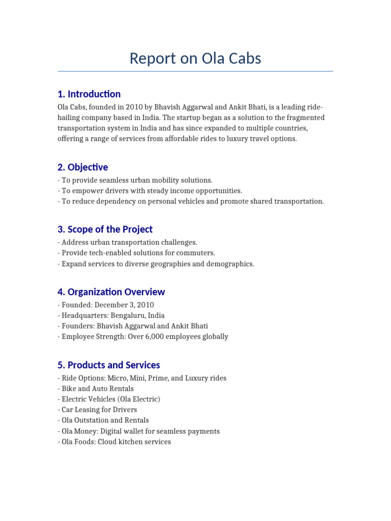 Ola Cabs Report Improved | PDF | Economies