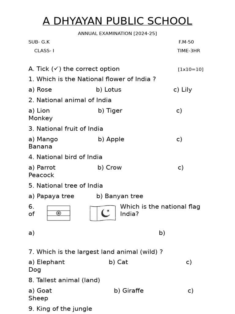 class 1 gk | PDF | Zoology | Animals And Humans