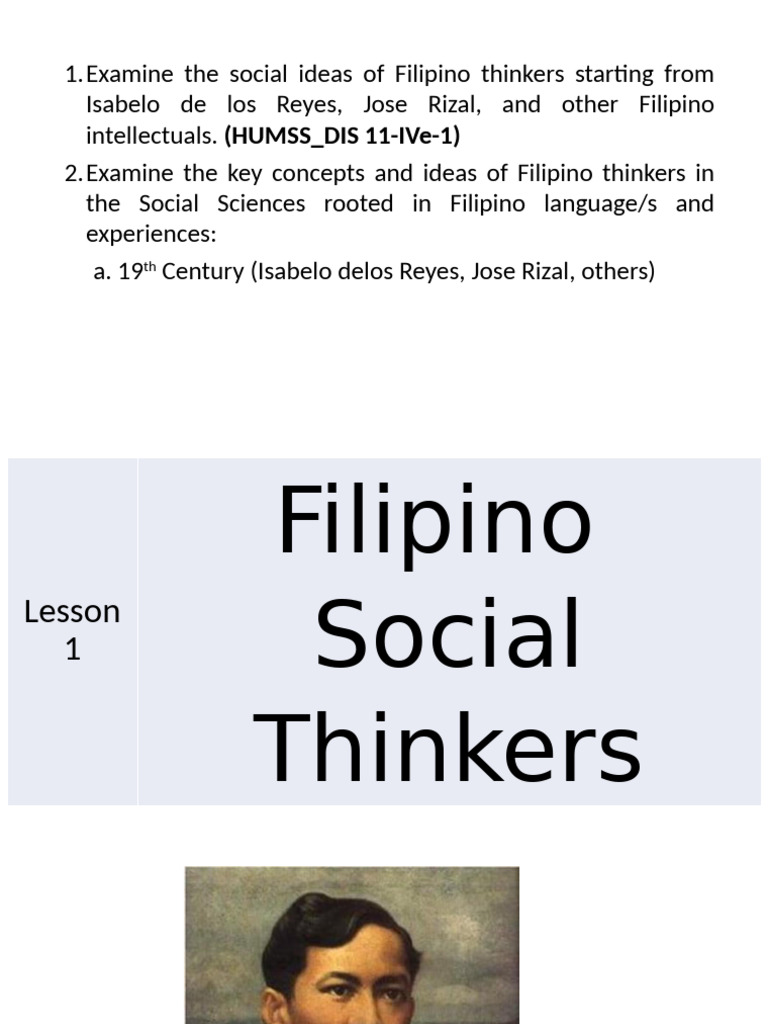 Filipino Social Thinker QTR2 Lesson 1 | PDF