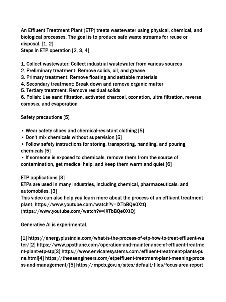 Effluent Treatment Plant (ETP) | PDF