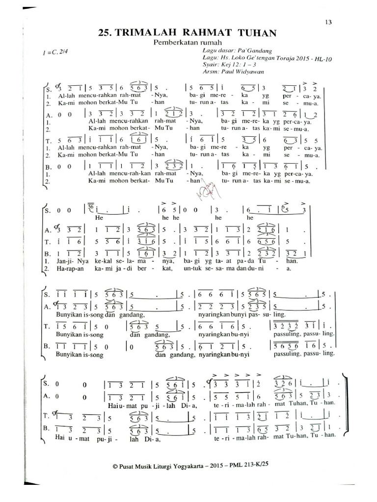 Terimalah Rahmat Tuhan - PML 213-K (Gunung Sion) | PDF