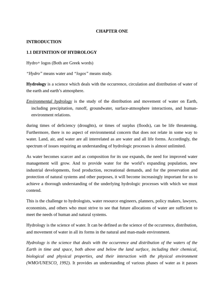 All Chapter Hydrology[1] | PDF | Drainage Basin | Lake