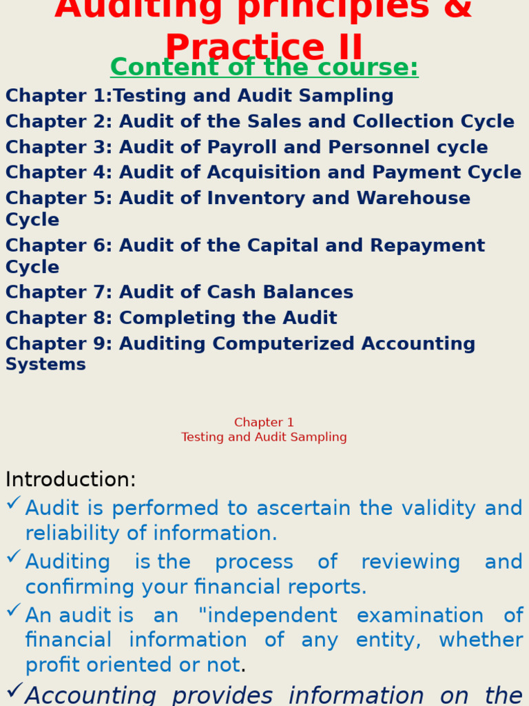 Auditing Principles & Practice II | PDF | Sampling (Statistics) | Audit