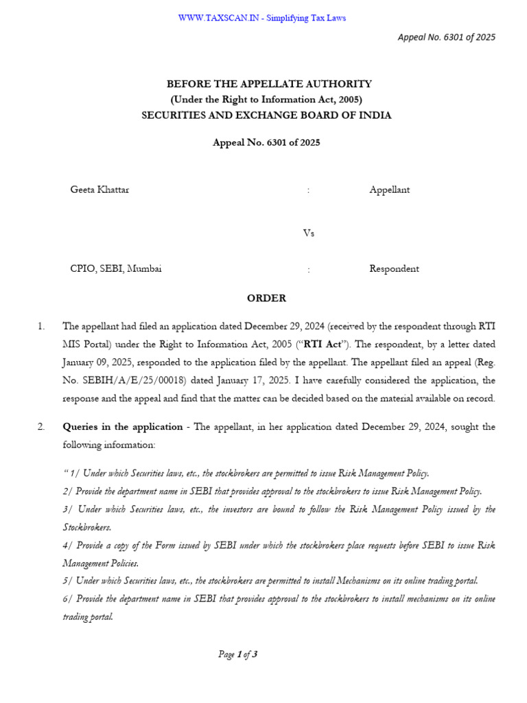 Geeta Khattar-SEBI Order - Watermark | PDF | Justice | Crime & Violence