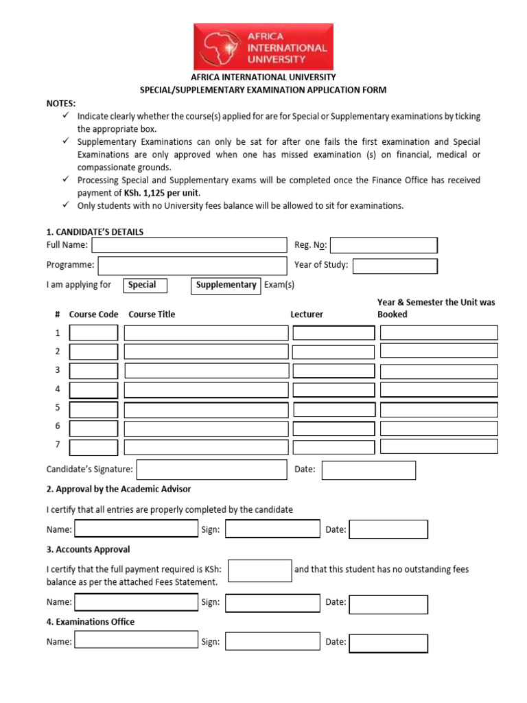 Special & Supplementary Exams Request FORM May 2021 (1) | PDF