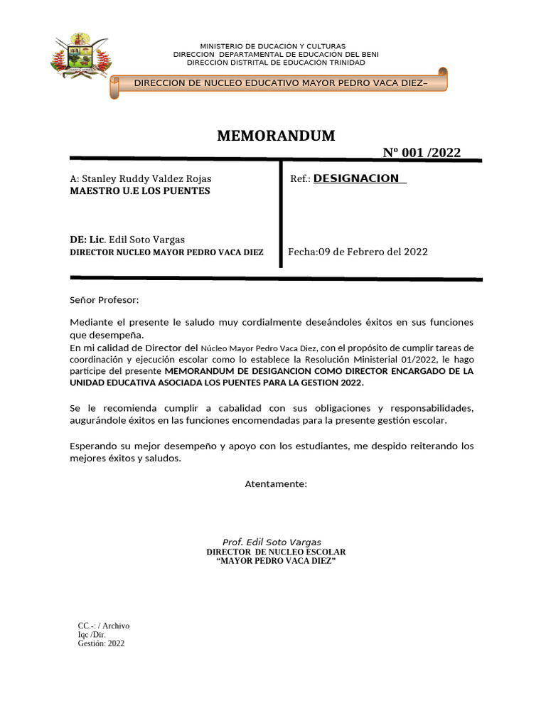 Memorandum 2019 | PDF